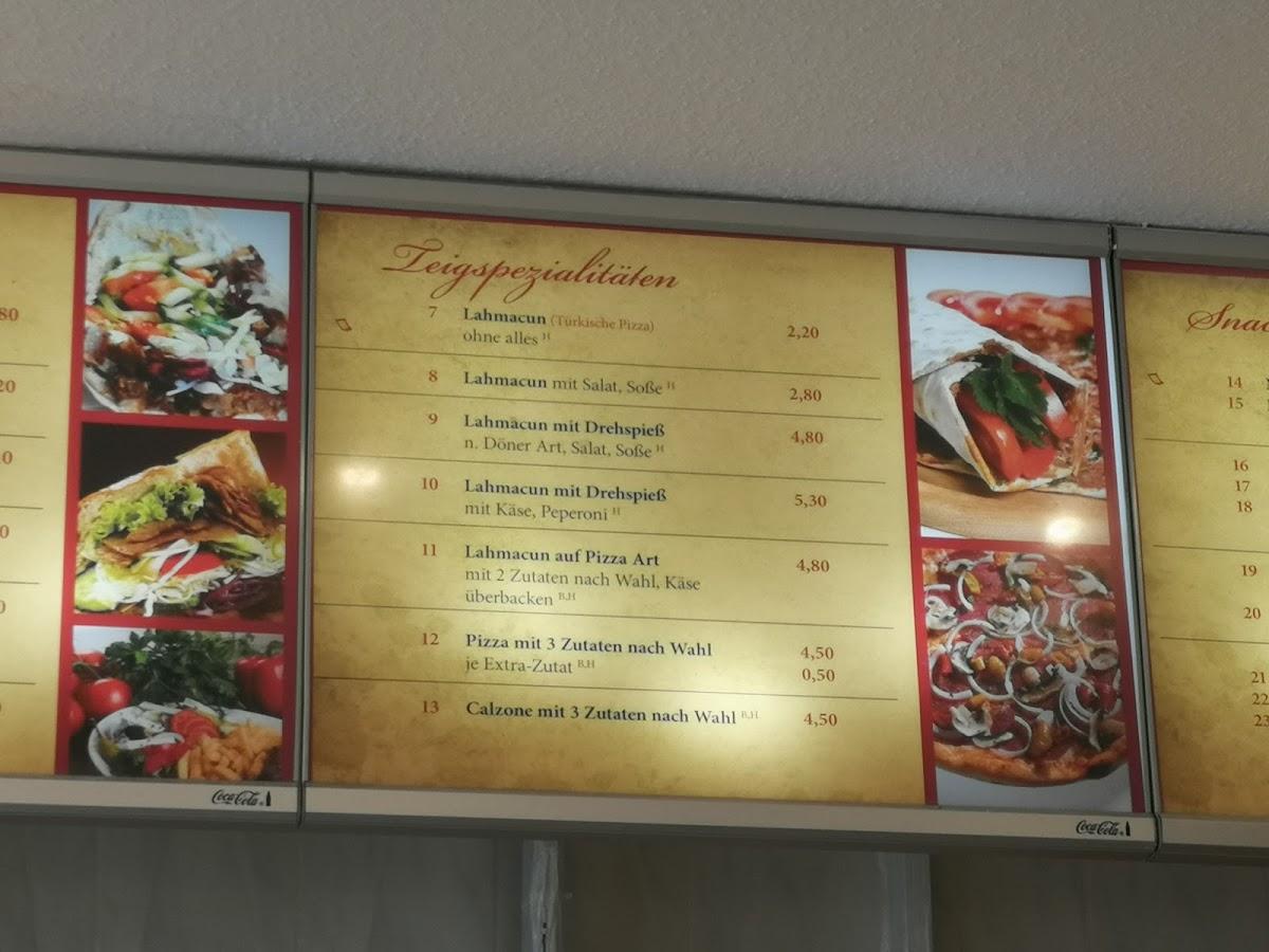 Menu at Berliner Döner restaurant, Aachen