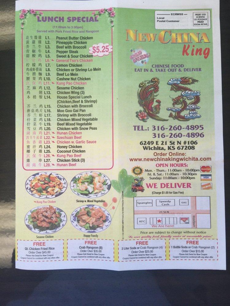 Menu at China One (New China King) restaurant, Wichita