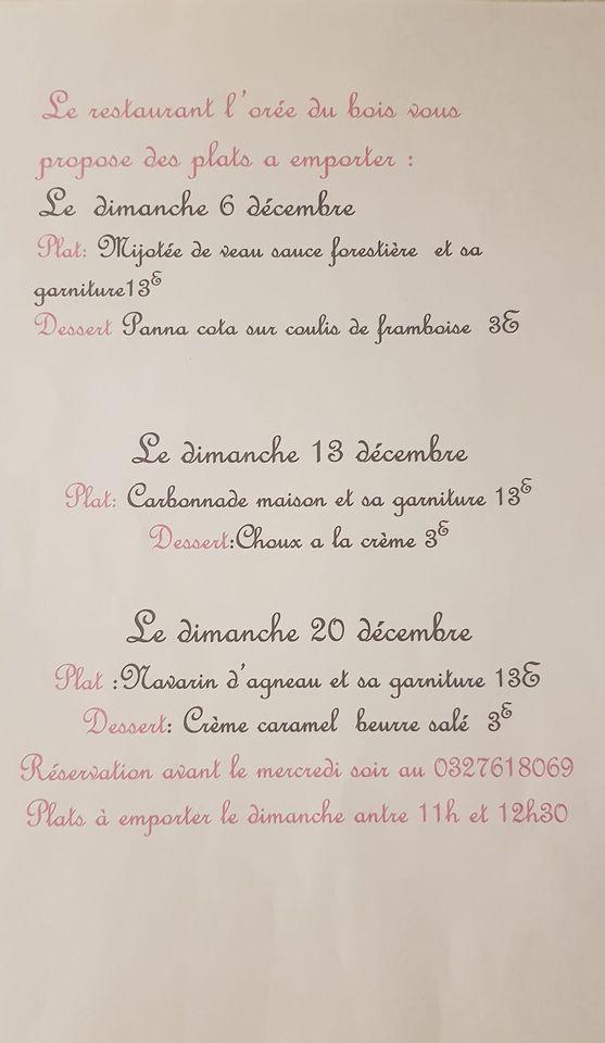 Menu au L'Orée du bois restaurant, Eppe-Sauvage