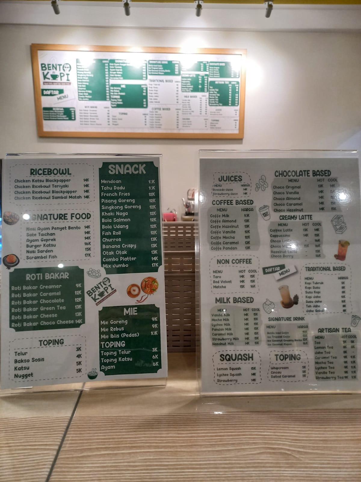 Menu at Bento Kopi Mojokerto, Mojokerto