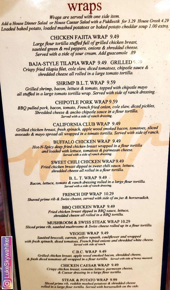 Menu at Fiddlestiks Food & Spirits Company restaurant, Hannibal