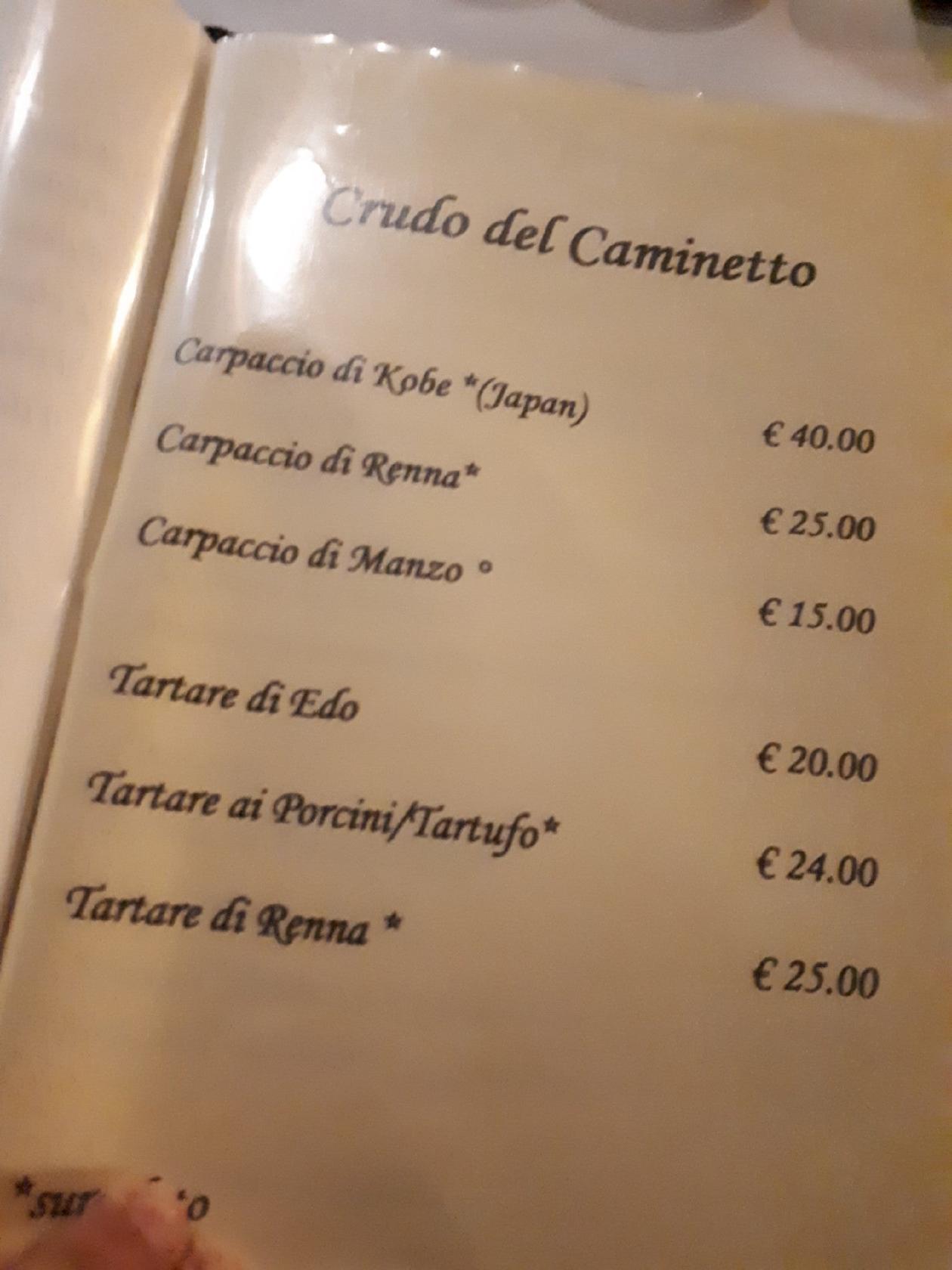 Menu da Il Caminetto Montegibbio ristorante, Sassuolo