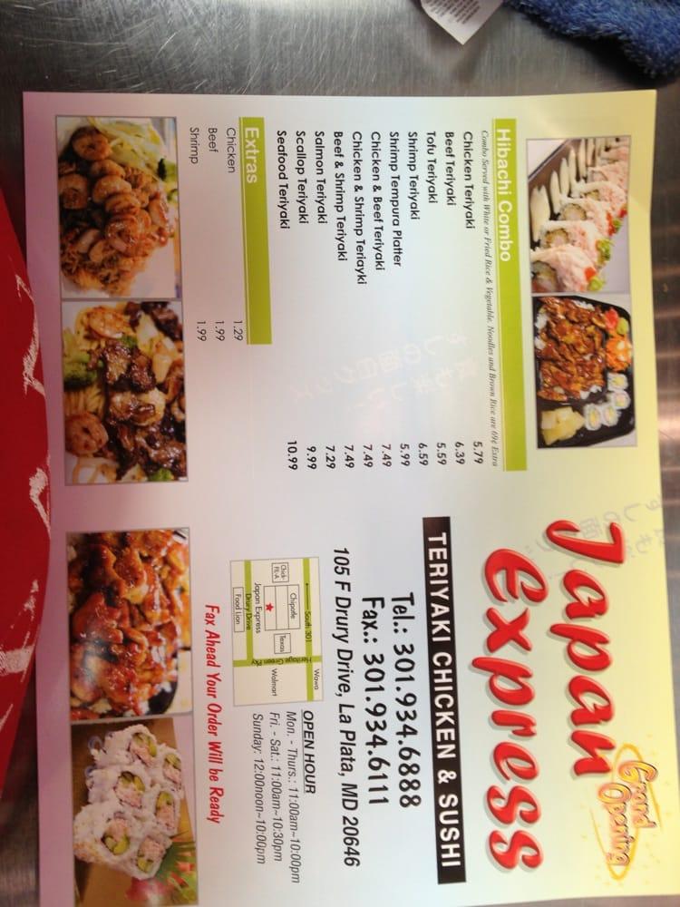 Menu at Japan Express restaurant, La Plata
