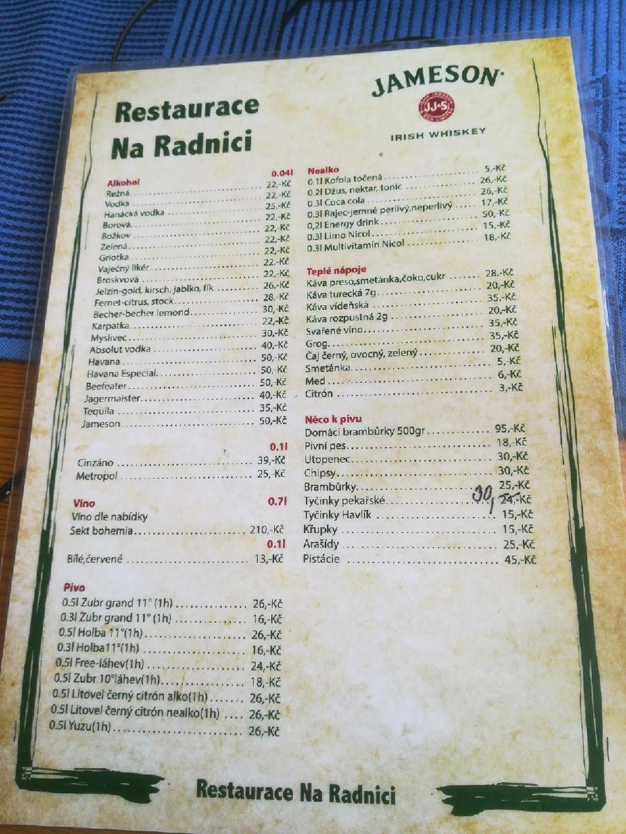 Carta del restaurante Restaurace Na Radnici, Tršice, 27
