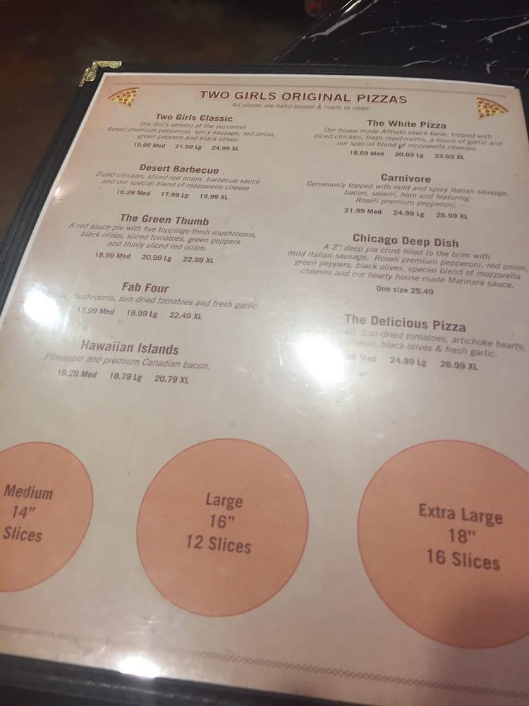 Menu at Two Girls Pizzeria, Green Valley, 140 W Duval Mine Rd #108
