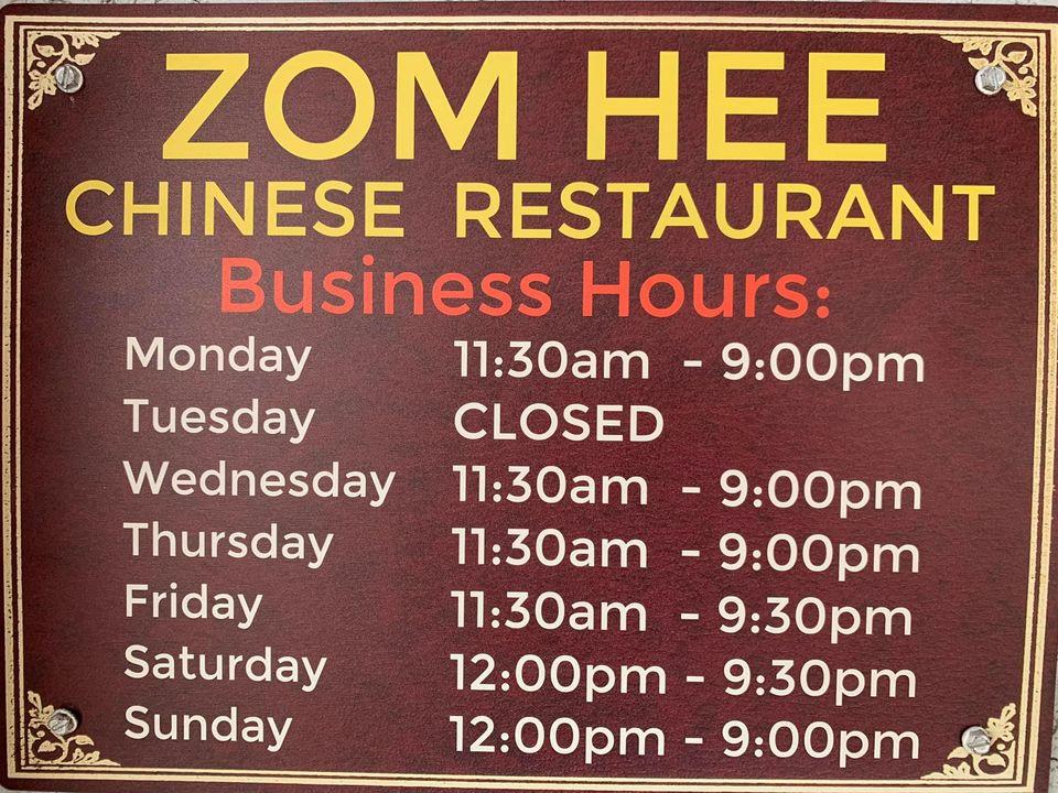 Menu at Zom Hee Chinese Restaurant, Seminole
