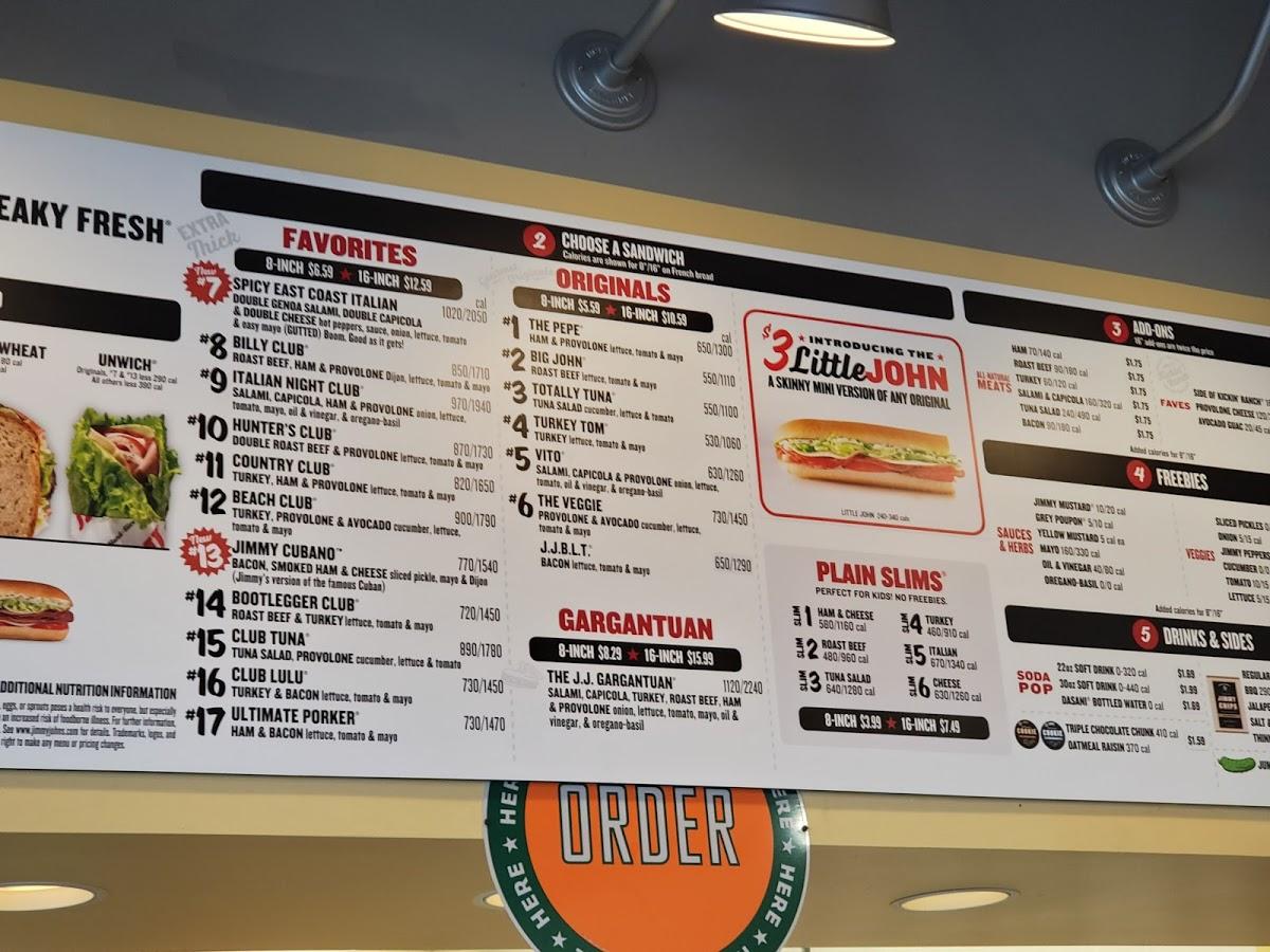 Menu at Jimmy John's - Sandusky, OH fast food, Sandusky, Milan Rd Ste. F