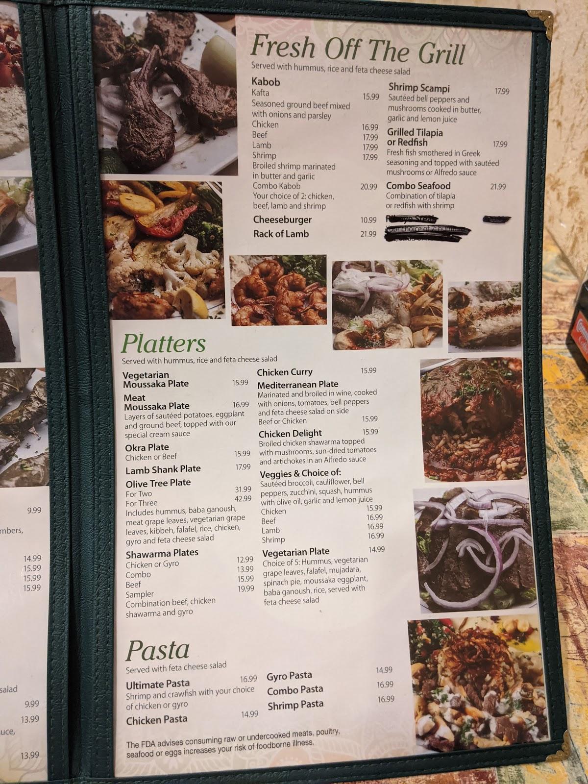 Menu at Olive Tree Cafe, Prairieville, Oak Plaza Ave