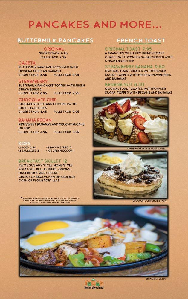 Menu at Ranas restaurant, Spring Valley