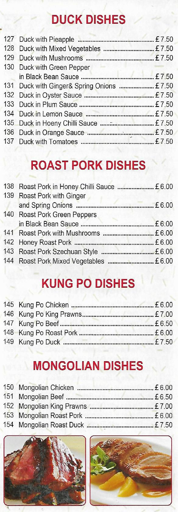 Menu at Red Dragon Chinese Takeaway restaurant, Brora