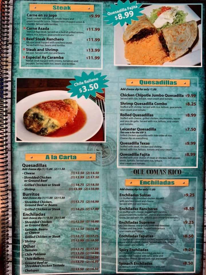 Menu at Ay Caramba Mexican Grill & Bar, Asheville, 328 New Leicester ...