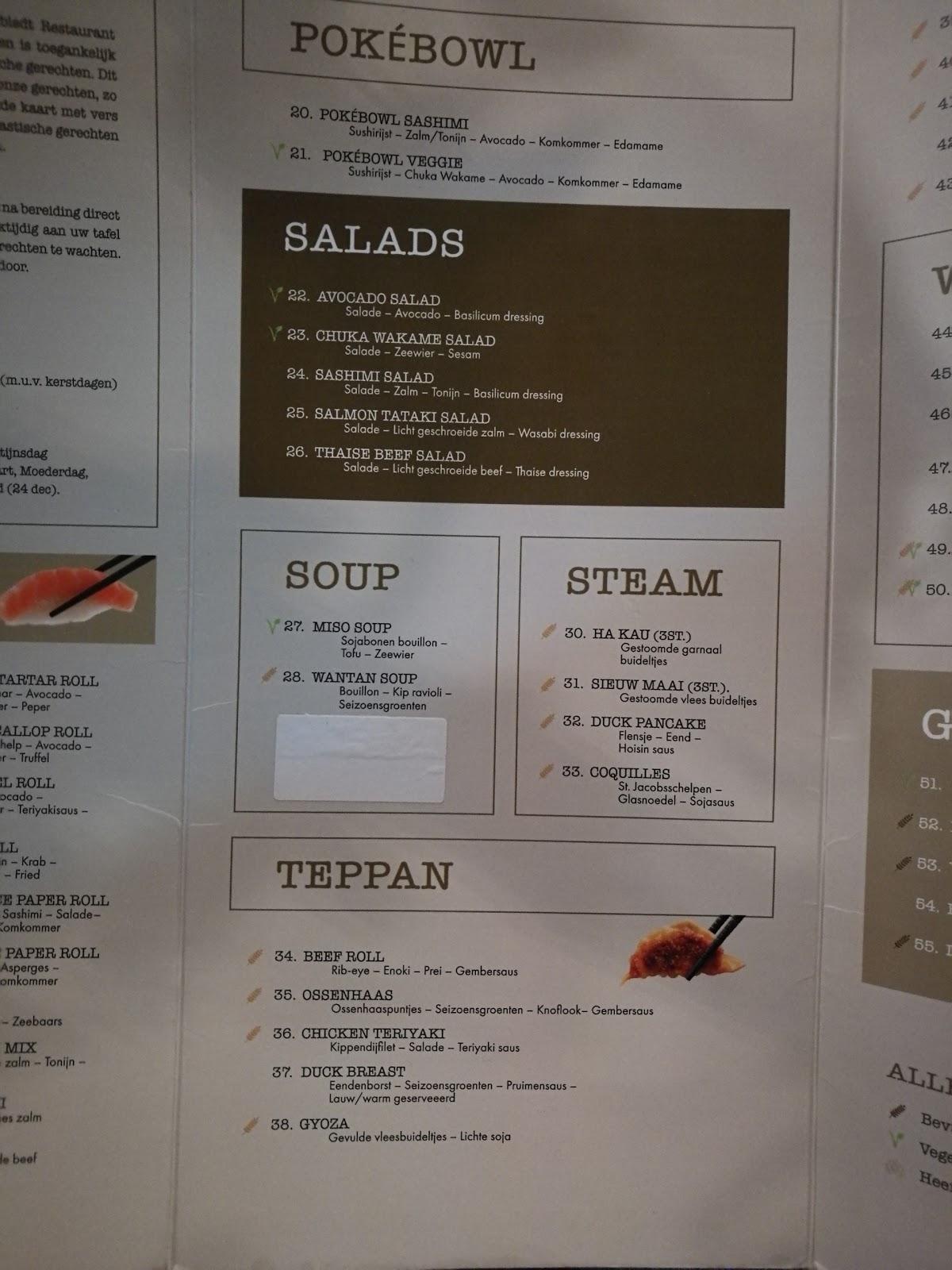 Menu at Buddha Asian Tapas B.V., Velp