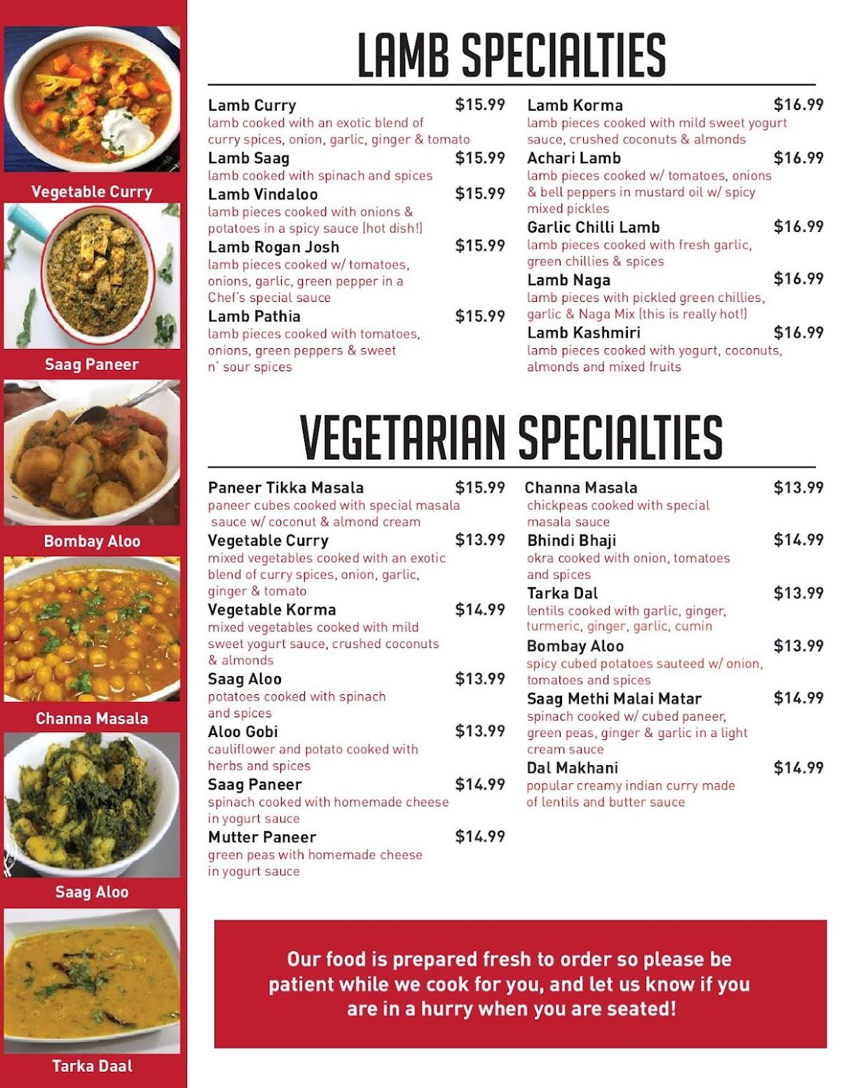 Menu at Buffalo Tikka House restaurant, Buffalo