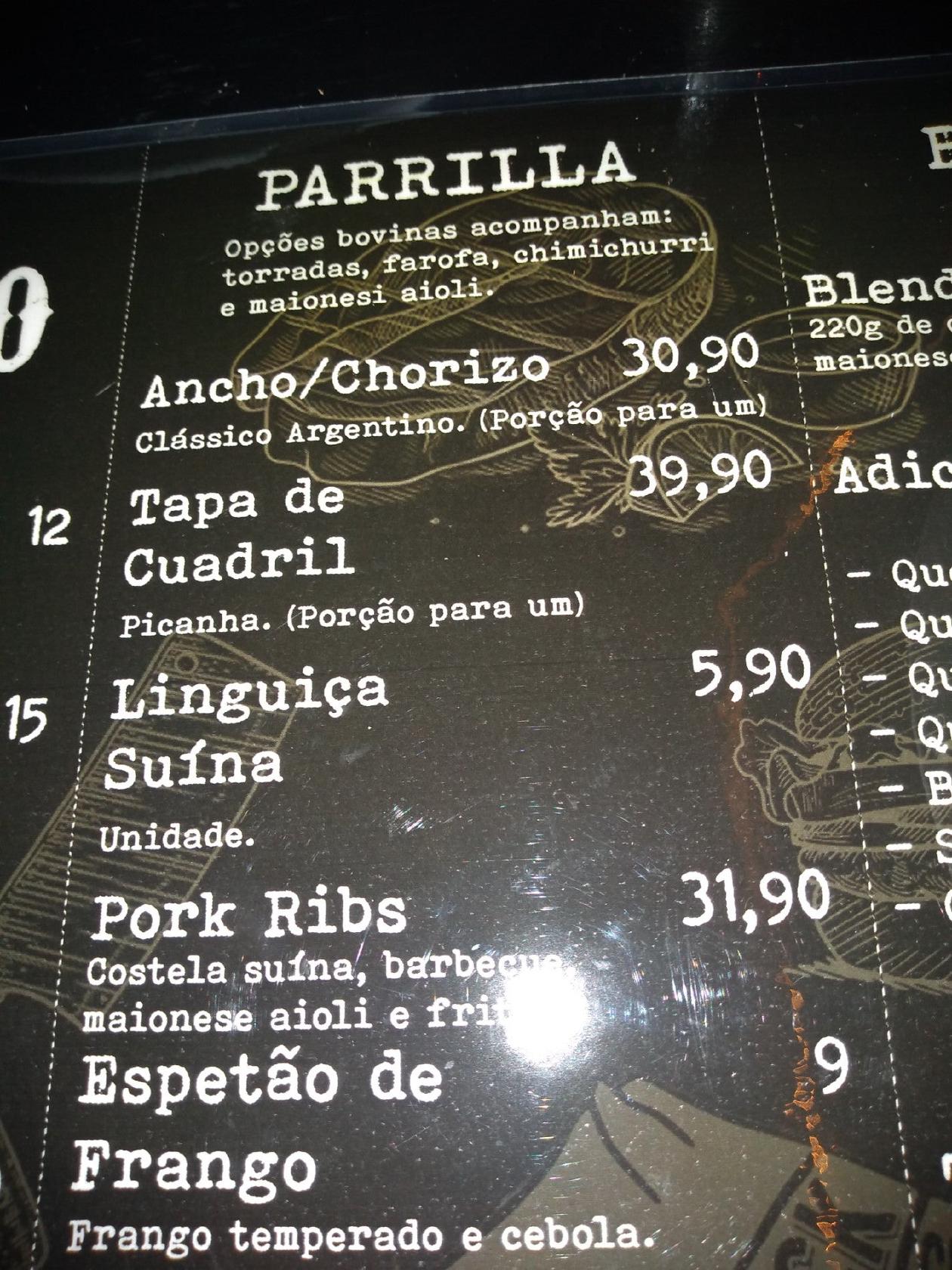 Menu em Parrilla Toro Negro pub & Bar, Rio de Janeiro