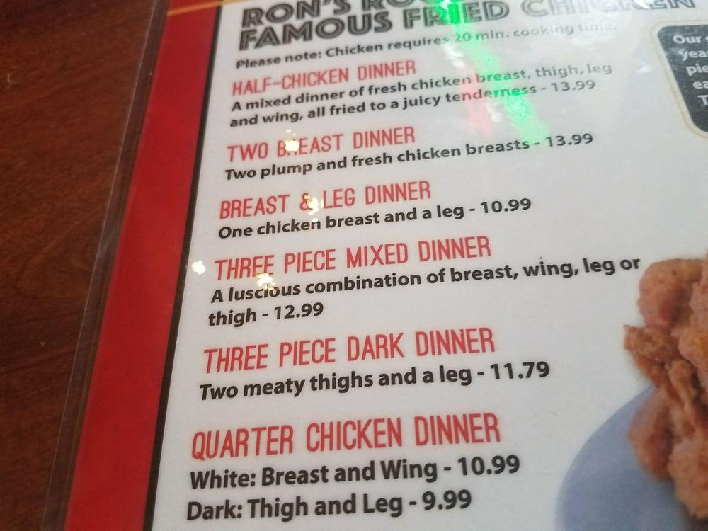 Menu at Ron's Roost restaurant, Cincinnati