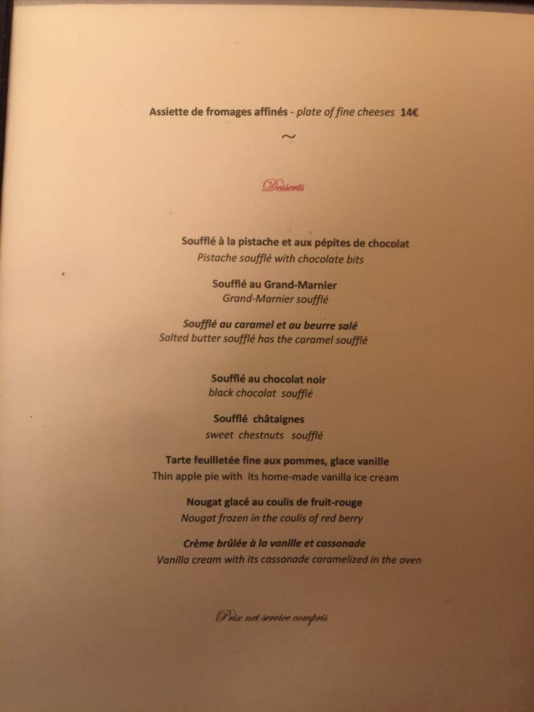Menu at La Cuisine de Philippe restaurant, Paris, 25 Rue Servandoni