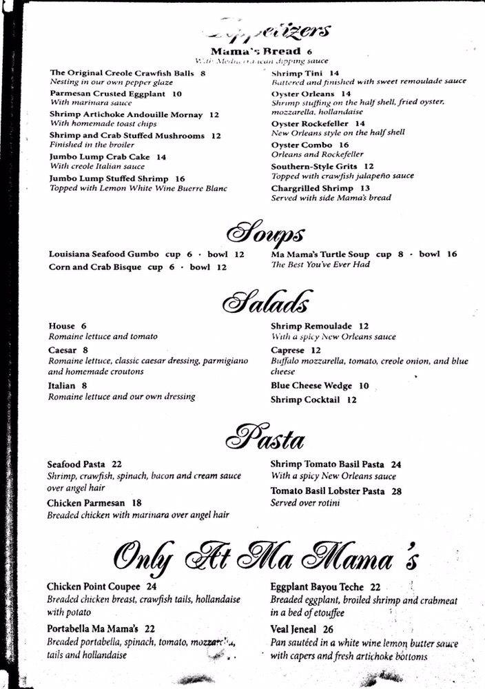 Menu at Ma Mama's Kitchen pub & bar, New Roads