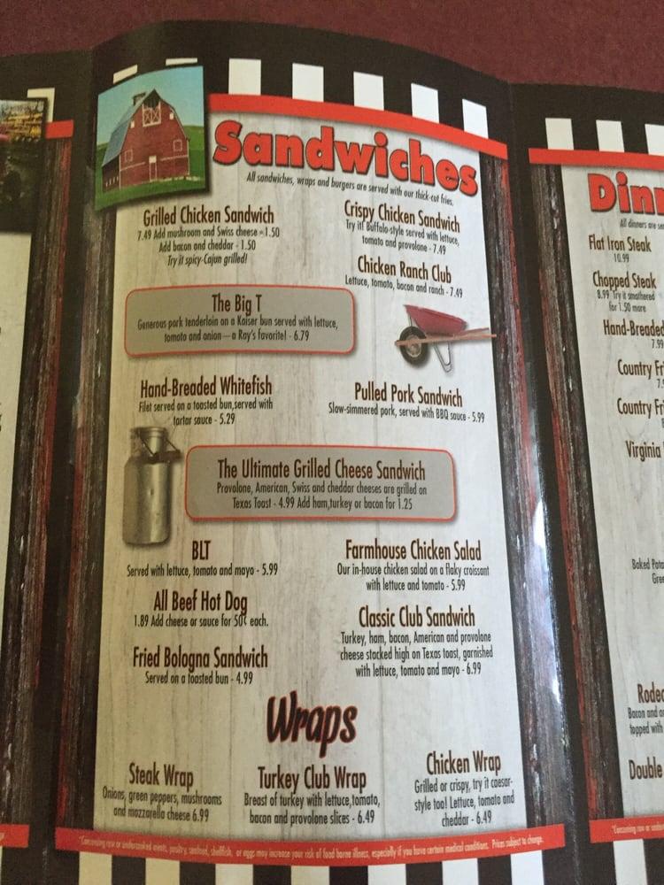 Menu at Ray's Harvest House restaurant, Albany