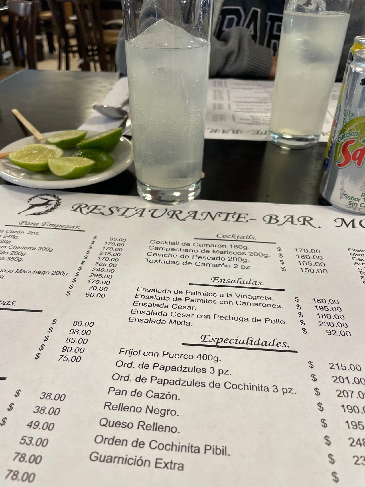 Carta del pub y bar Montejo, Ciudad del México, Av. Benjamín Franklin 261-A