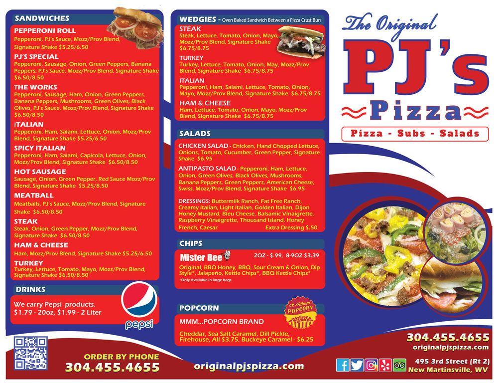 Menu at The Original PJ's Pizza - New Martinsville pizzeria, New ...