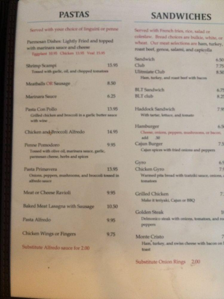 Menu at Alexander's Golden Greek restaurant, Southbridge