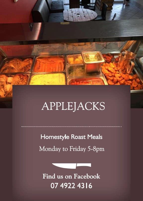 Menu at AppleJacks restaurant, Rockhampton City