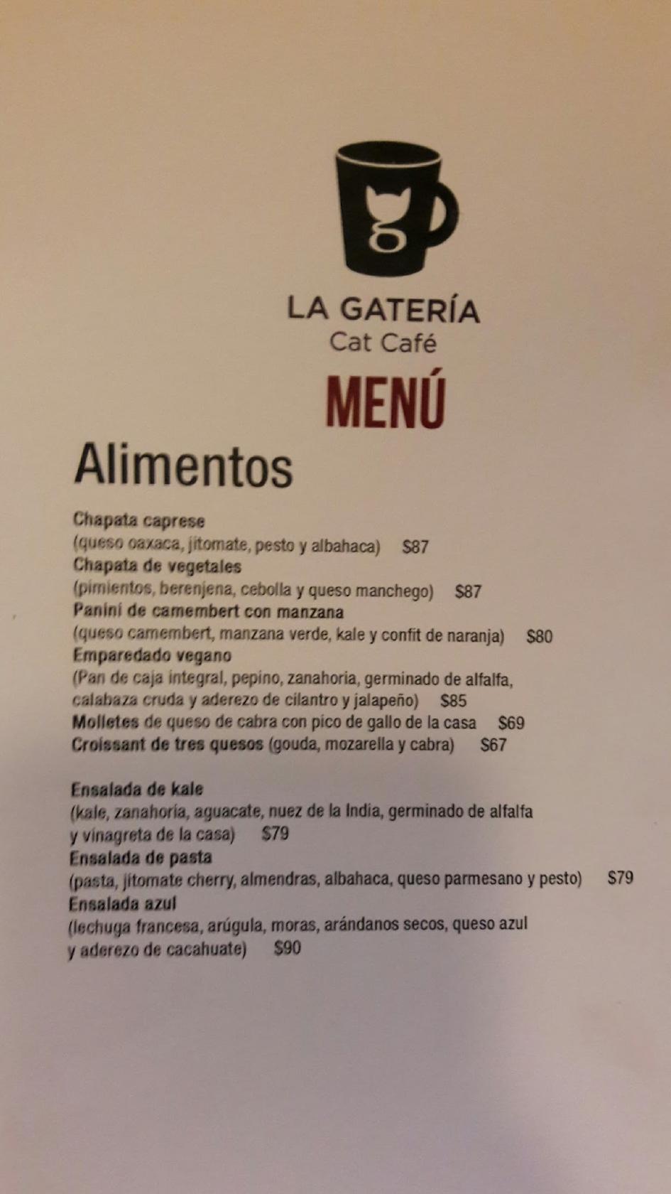 Menu at Cat Café, Mexico City, Tabasco 337