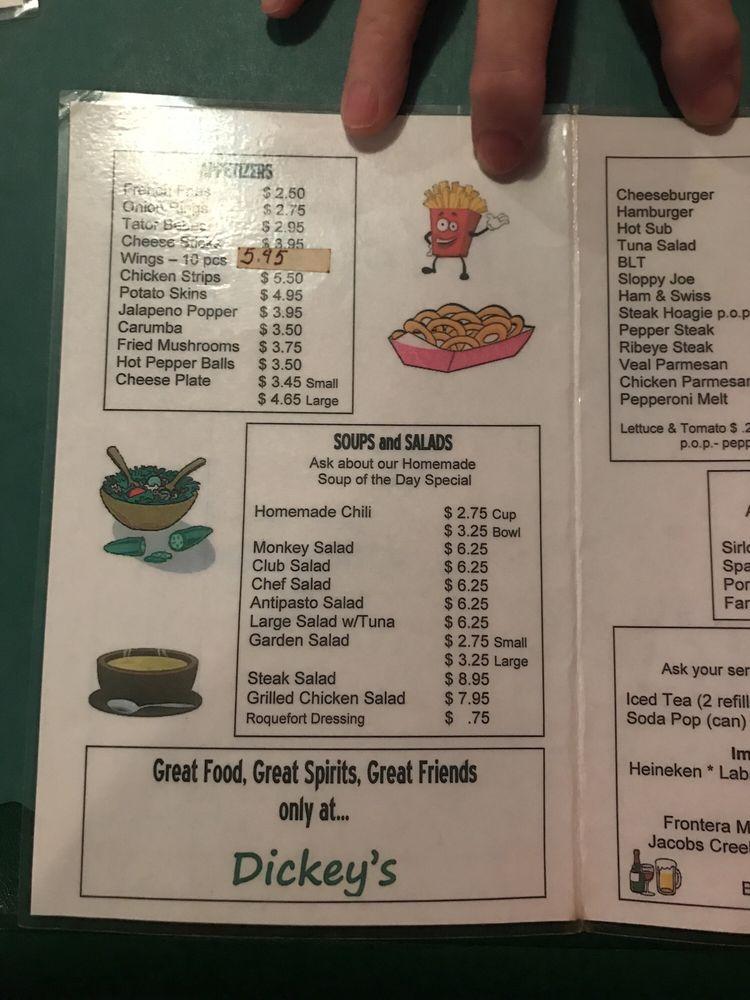 Menu at Dickey's Lounge pub & bar, Youngstown