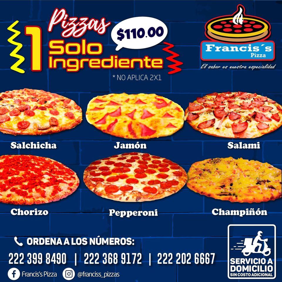 Carta del restaurante FRANCIS' PIZZAS, Heroica Puebla del Zaragoza