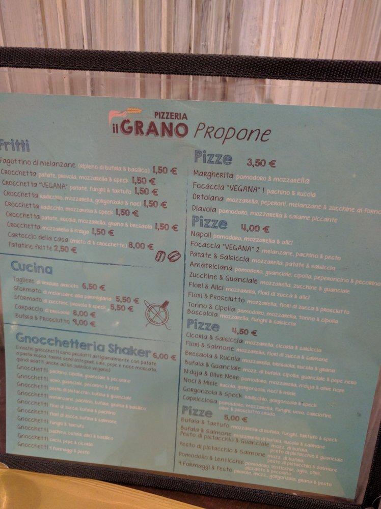 Menu da Pizzeria il Grano, Roma
