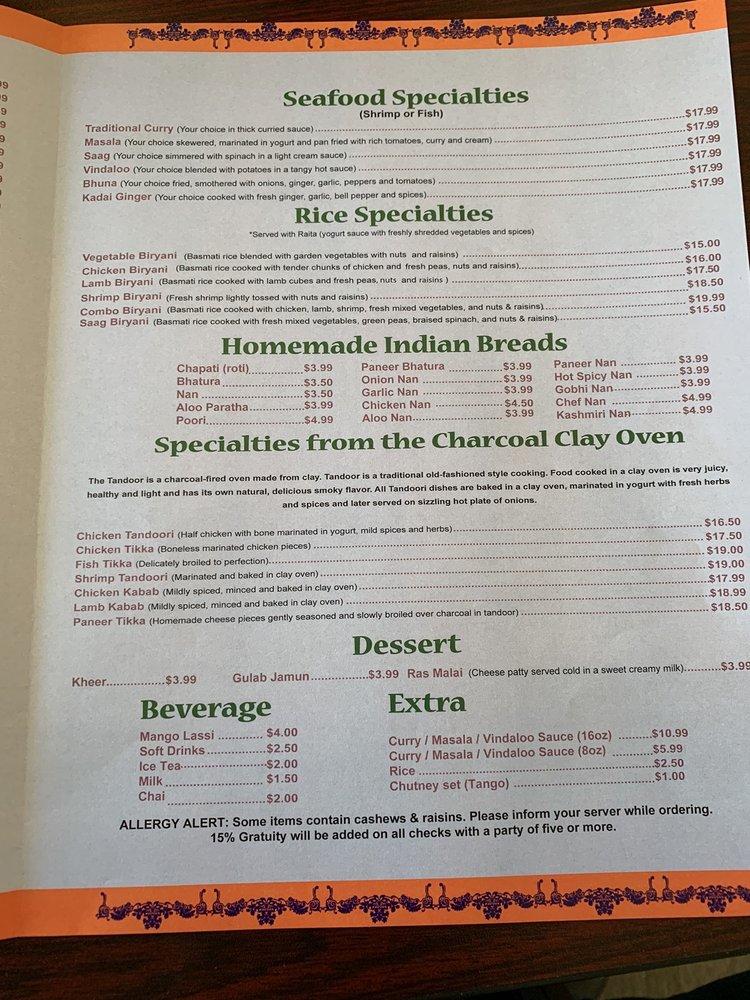 Menu at Jot India Restaurant, Newport