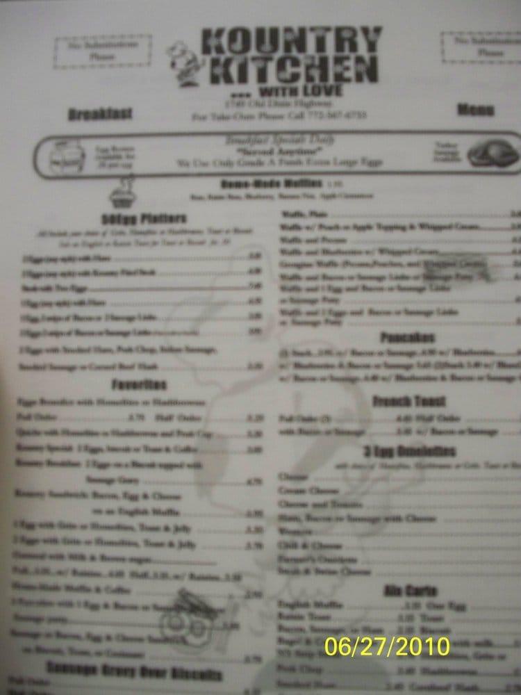 Menu at Kountry Kitchen With Love restaurant, Vero Beach