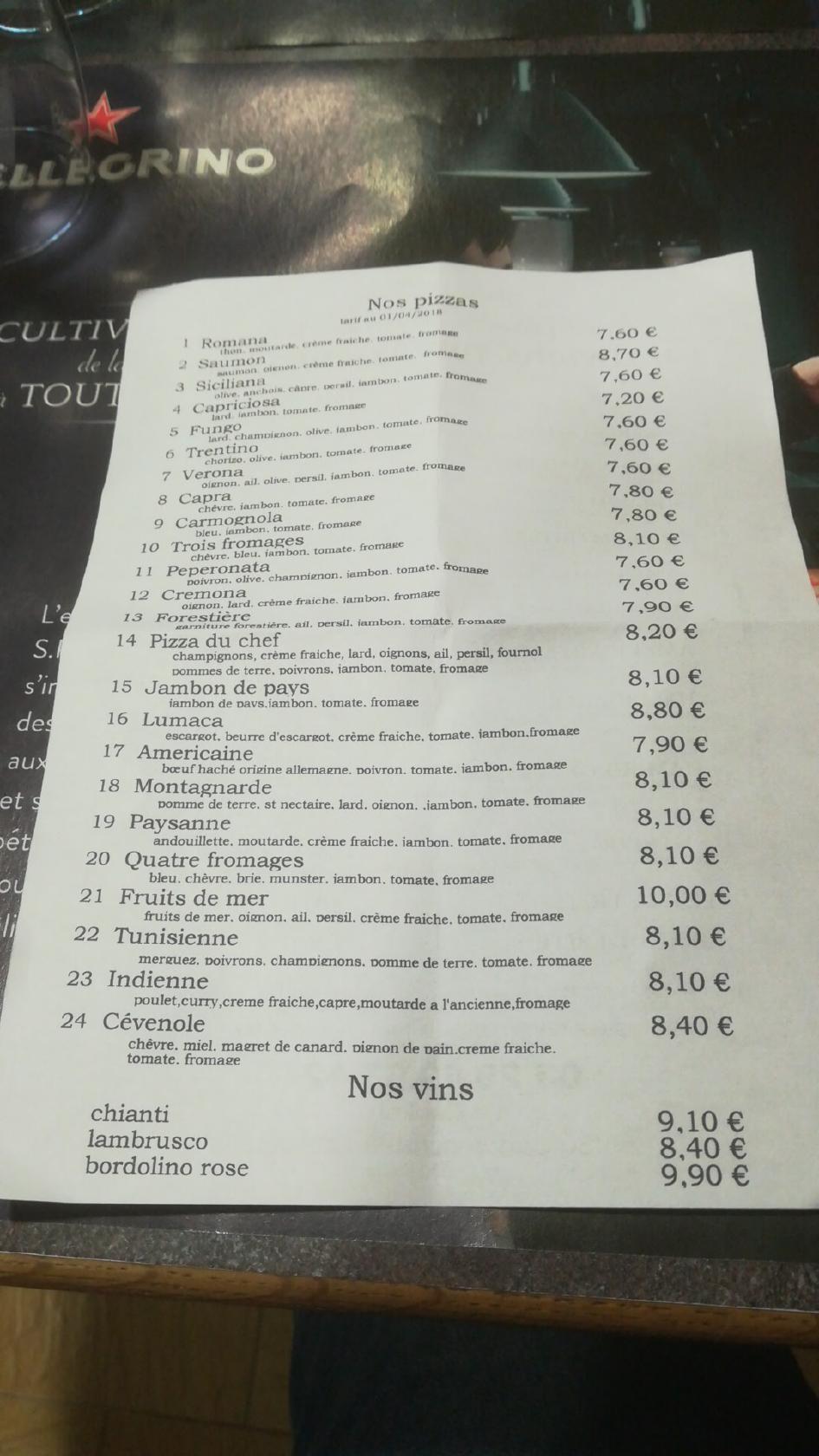 Menu at Le Central restaurant, Gondrecourt-le-Château