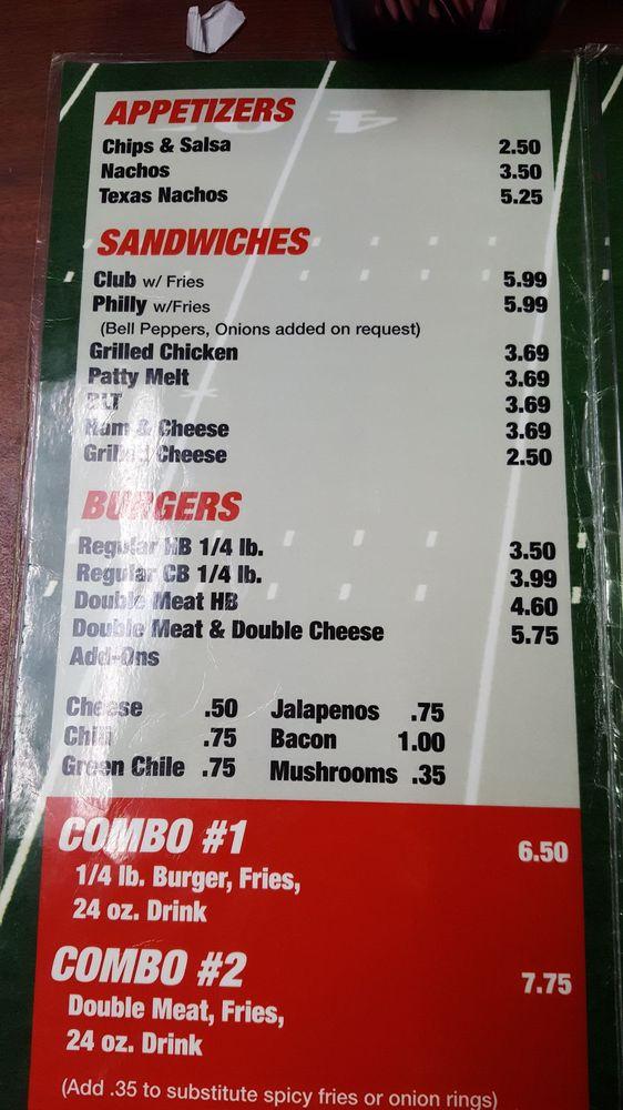 Menu at Red Zone Cafe, Lubbock, Slide Rd