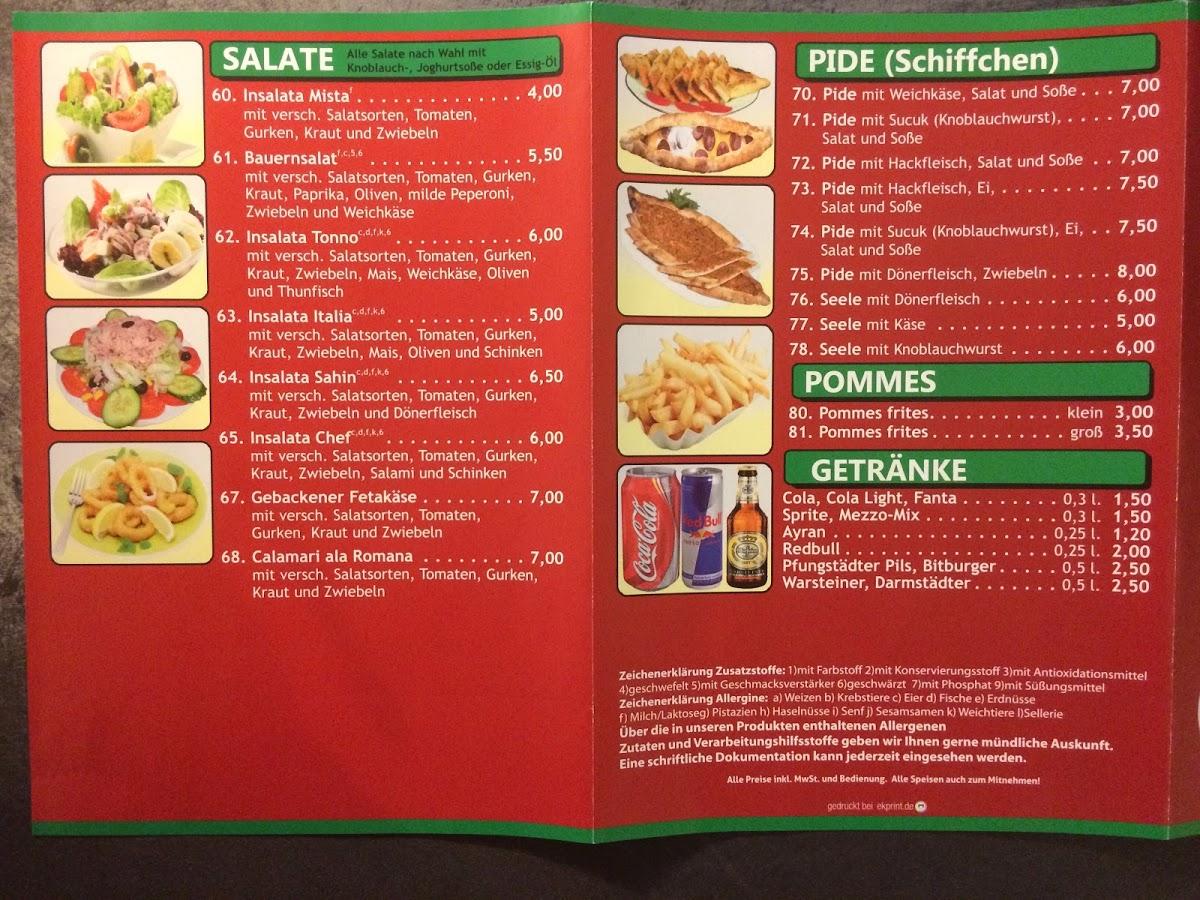 Speisekarte von Sahin Döner restaurant, Darmstadt