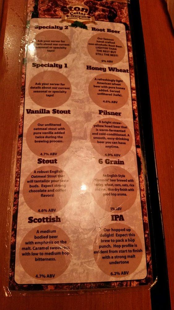 Menu at Stone Arch Brewpub, Appleton