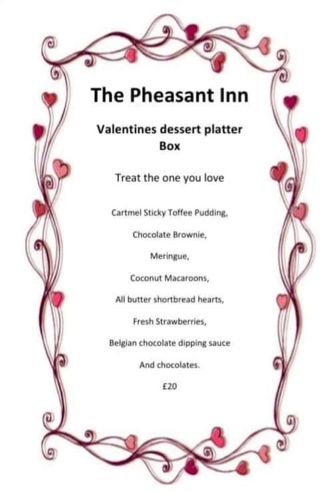 Menu at The Pheasant Inn pub & bar, Grange-over-Sands