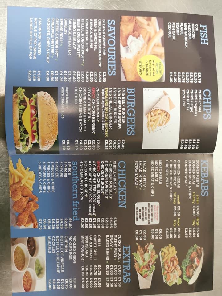 Menu at Trawlers Fish Bar, Daventry