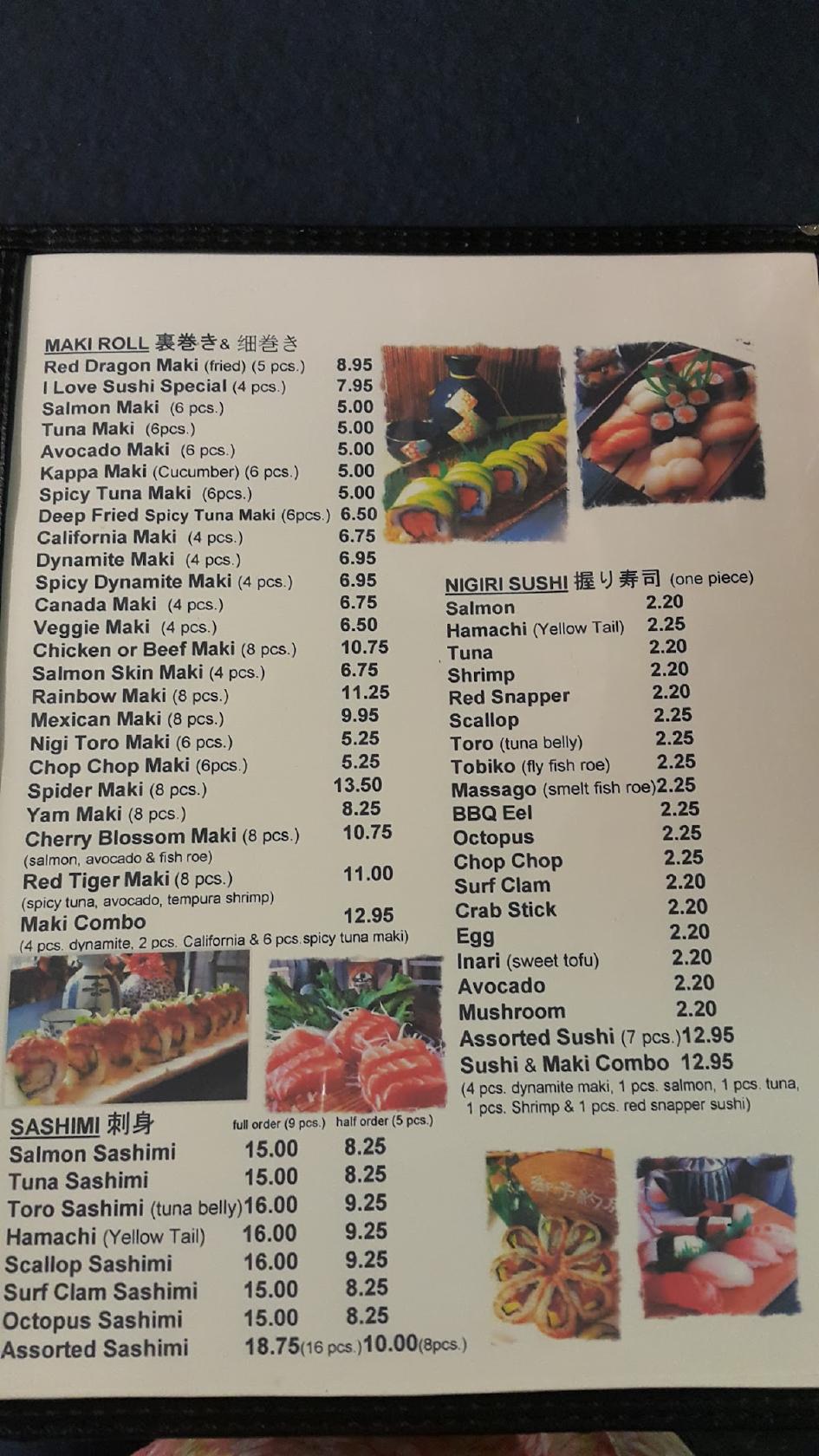 Menu at I Love Sushi restaurant, Edmonton