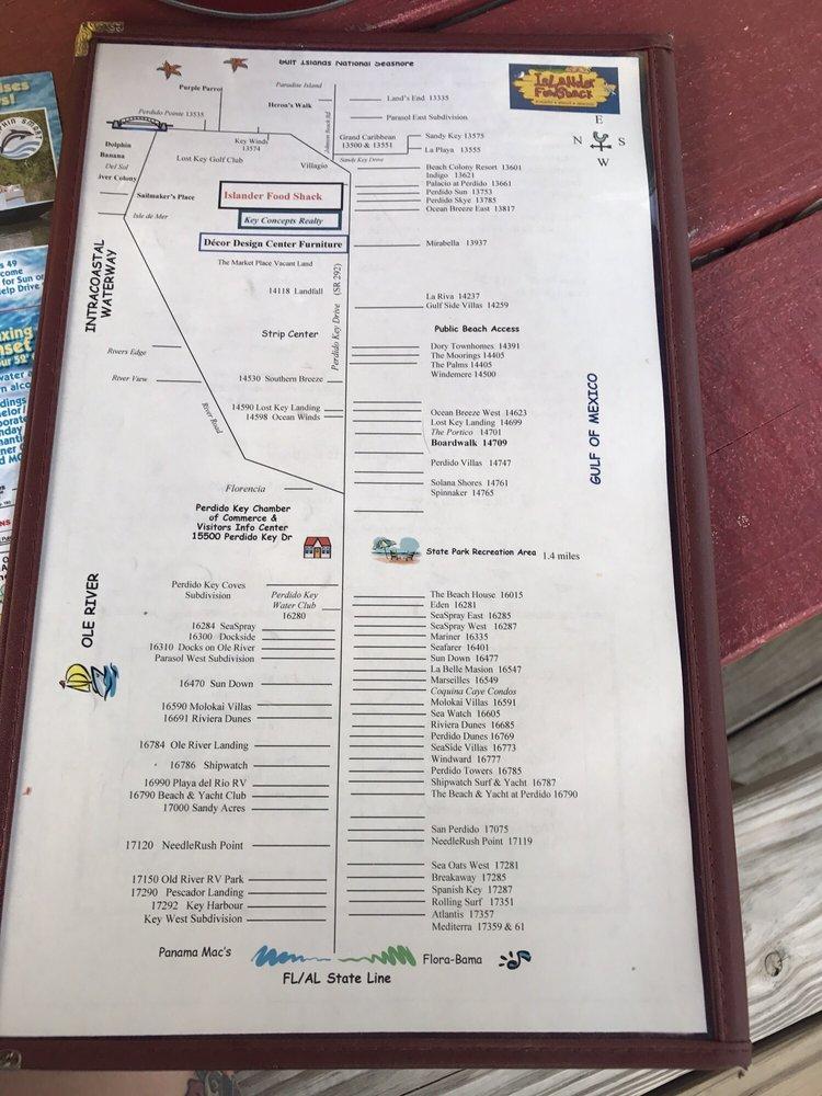 Menu at Islander Food Shack restaurant, Perdido Key