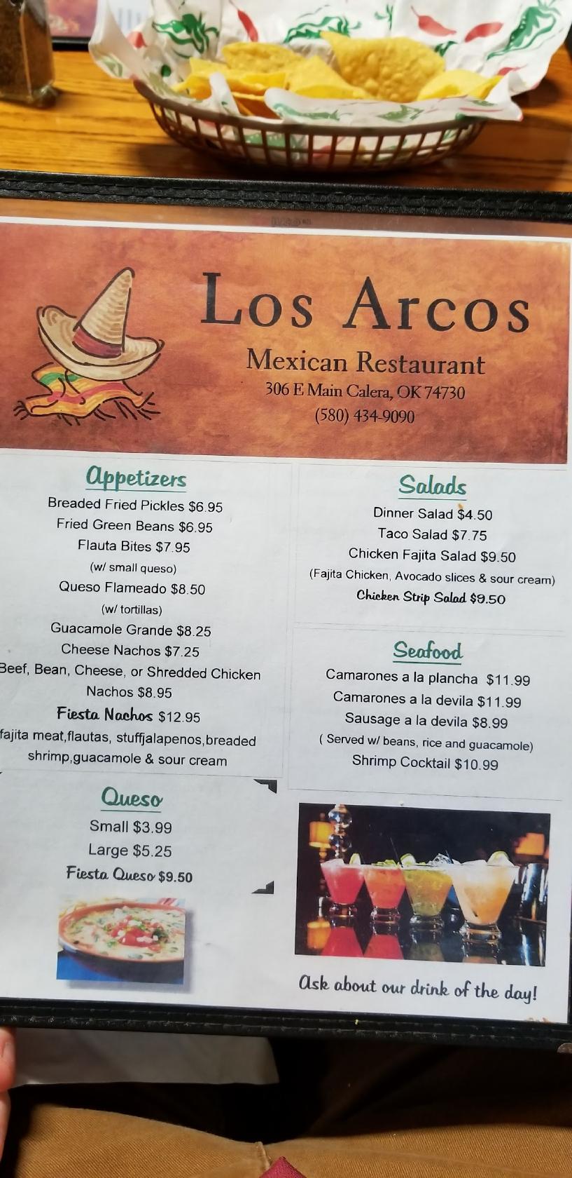 Menu at Los Arcos Mexican Restaurant, Calera