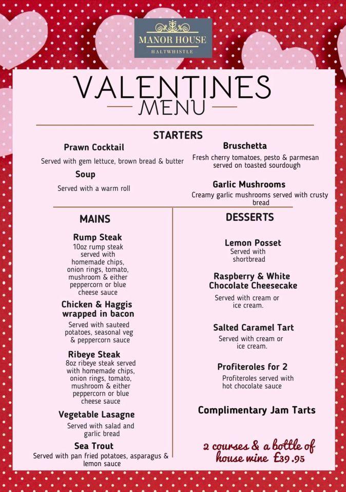 Menu at Manor House Hotel, Pub & Restaurant, Haltwhistle