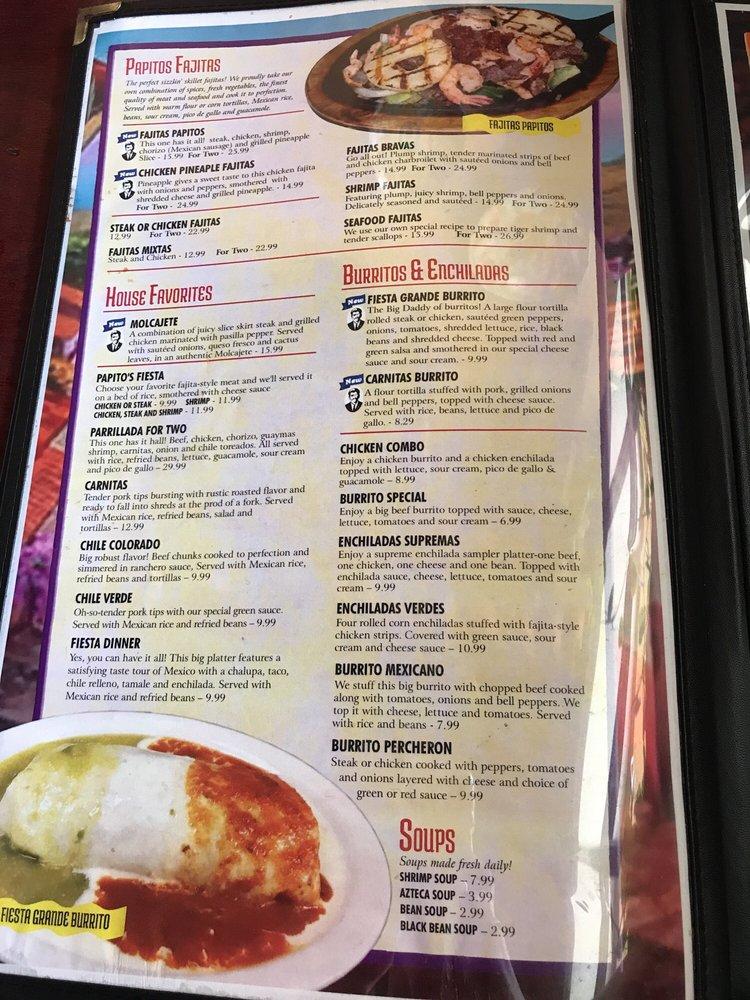 Carta del restaurante Papitos Grill at 98, Hattiesburg