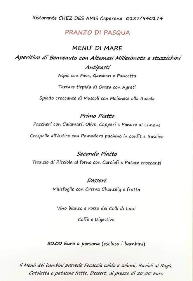 Menu at Ristorante Chez Des Amis, Ceparana