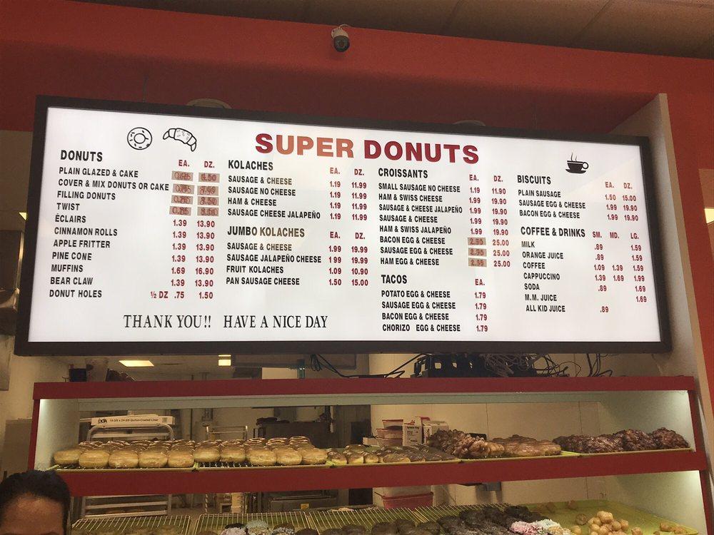 Menu at Super Donut restaurant, New Braunfels