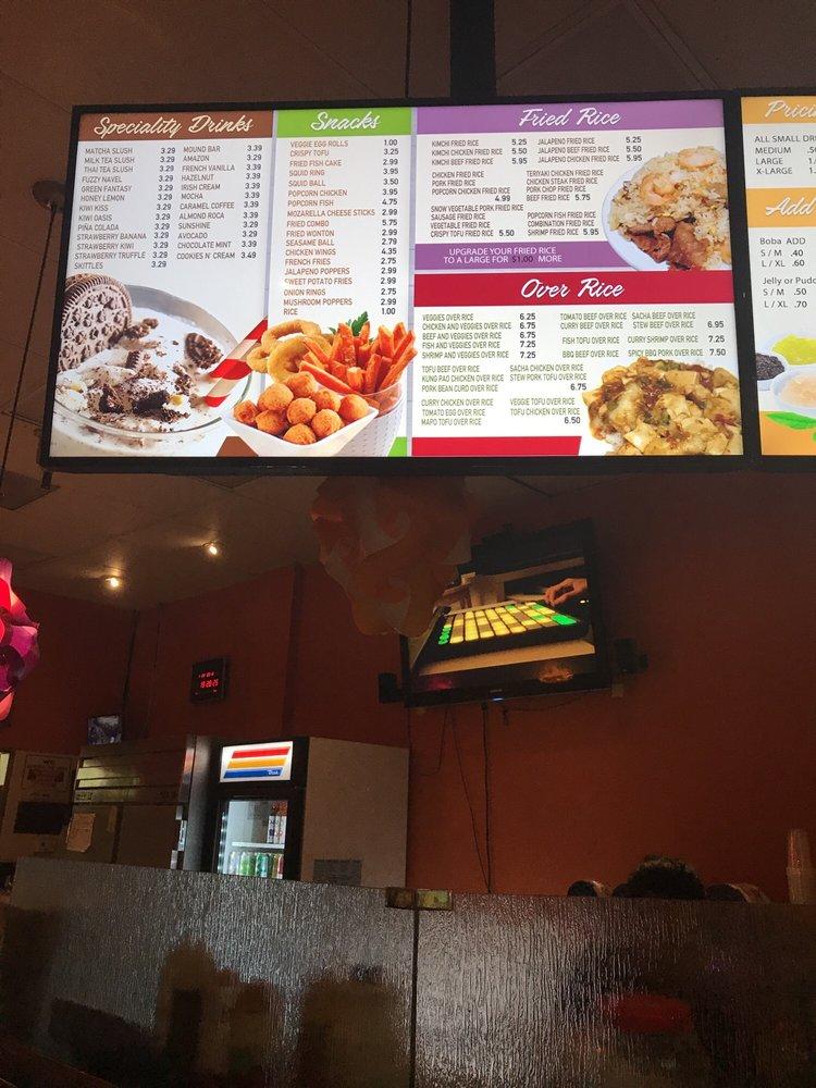 Menu at Boba Cafe, Riverside, University Ave