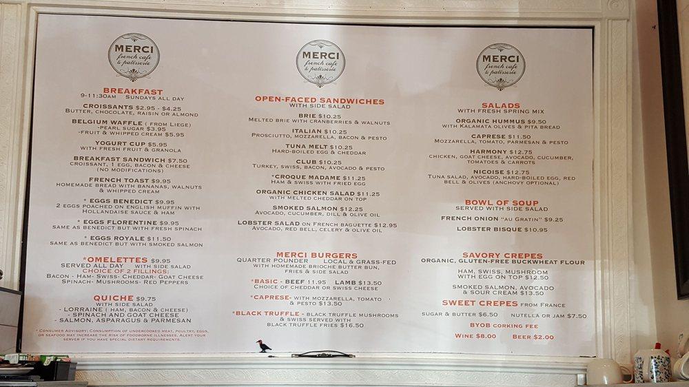 Menu at Merci French Cafe, Scottsdale