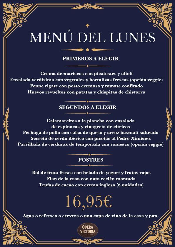 Carta de Ópera Victoria Restaurante, Madrid