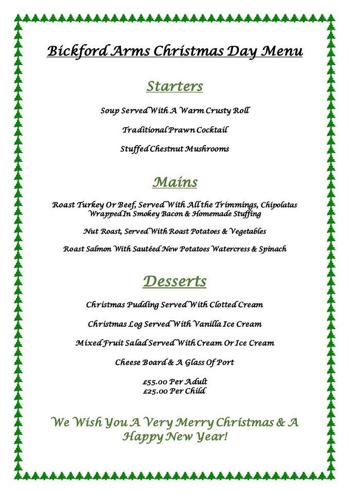 Menu at The Bickford Arms pub & bar, England