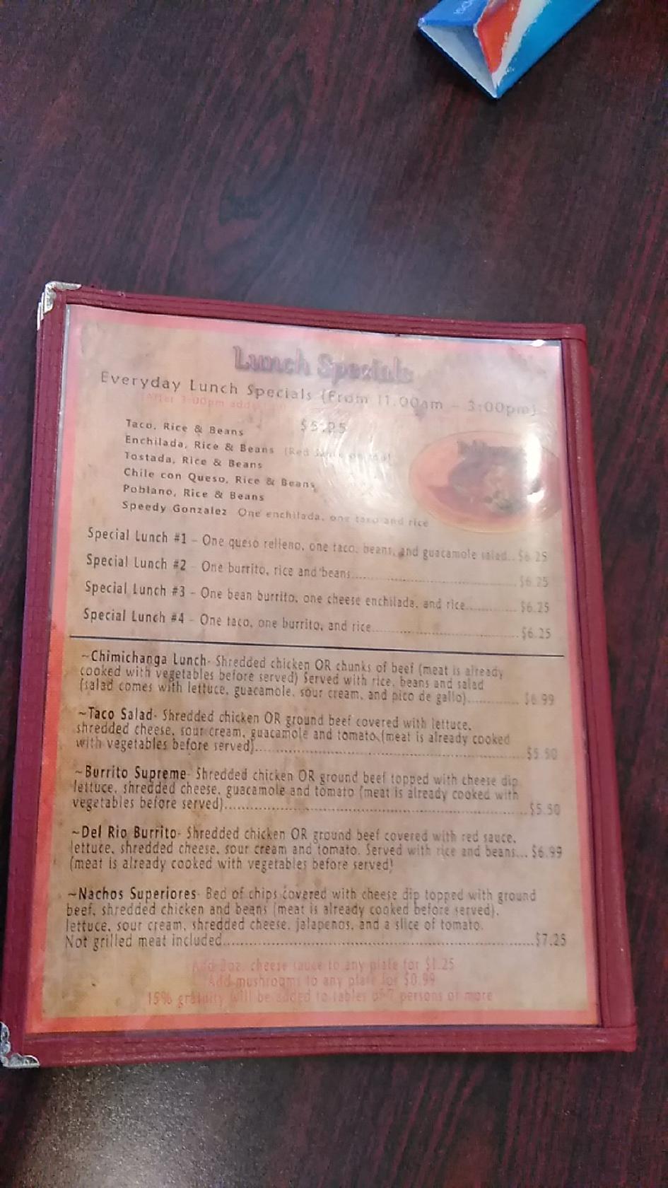 Menu at Barrigas Grill, Reform